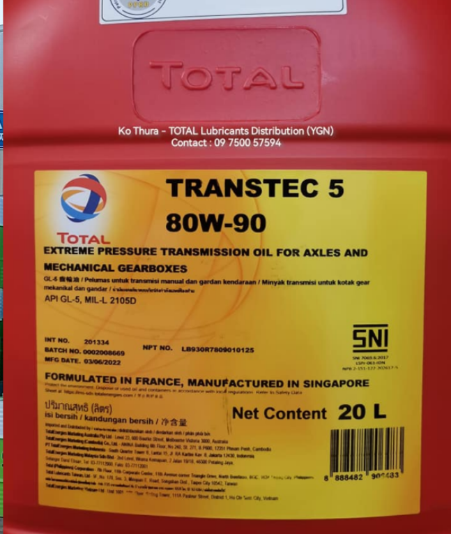 Total Transtec 5 80W-90 GL-5 Axle Transmission Oil – CV. Empat Sinergi ...